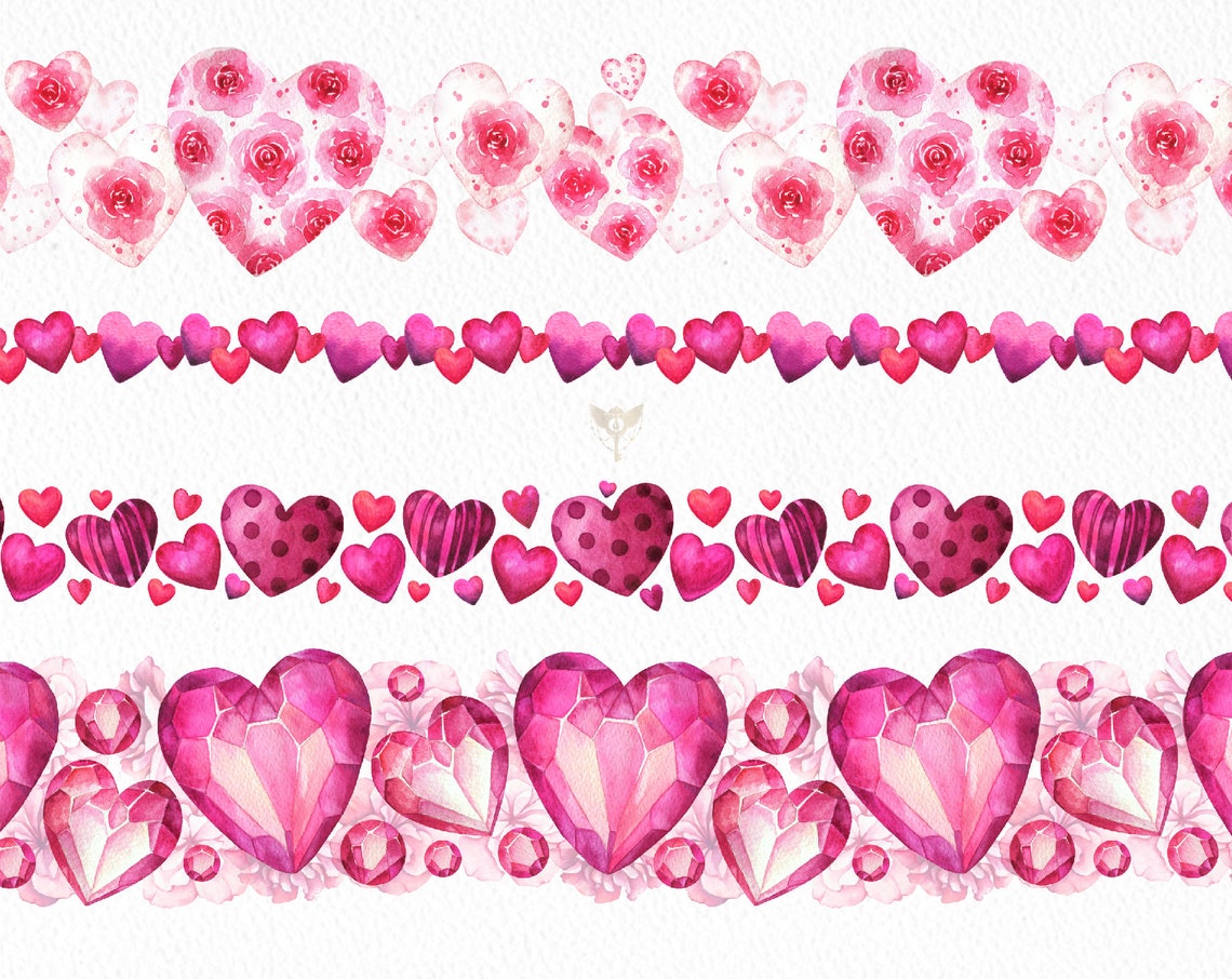 Valentines Day Seamless Border PNG Clipart. Heart Frame - Etsy
