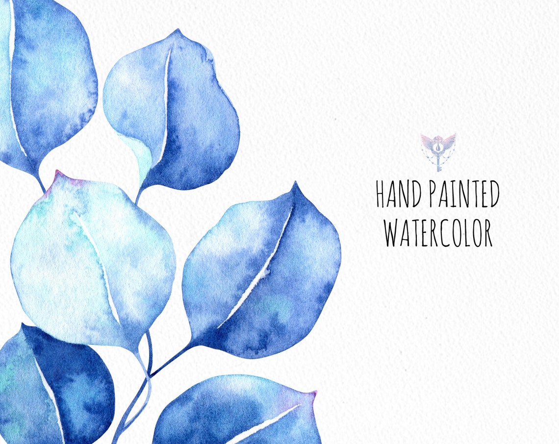 Pink and Blue Watercolor Floral PNG Clipart. Rose Flowers | Etsy