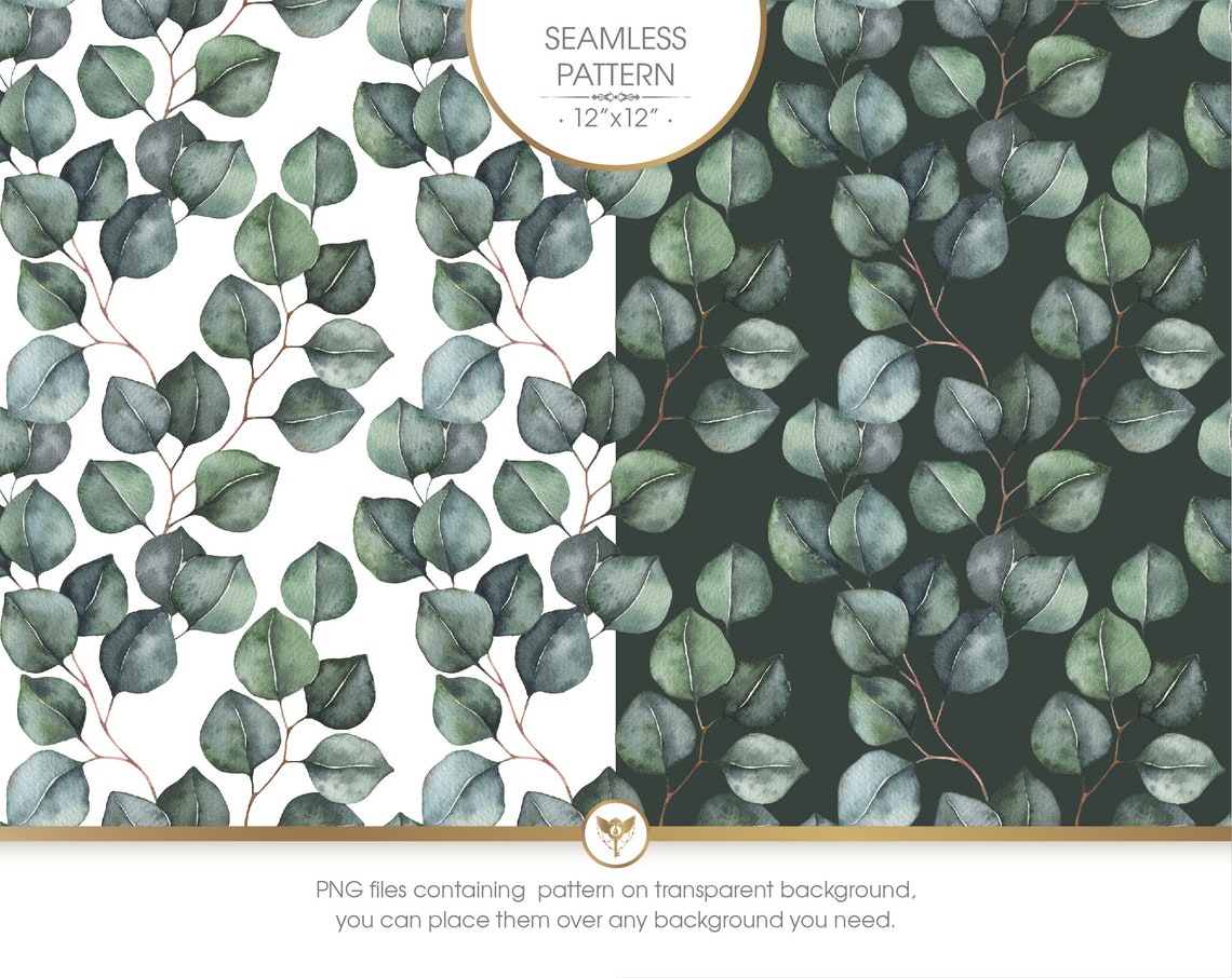 Sage Green Floral Digital Paper. Eucalyptus Seamless Pattern. - Etsy