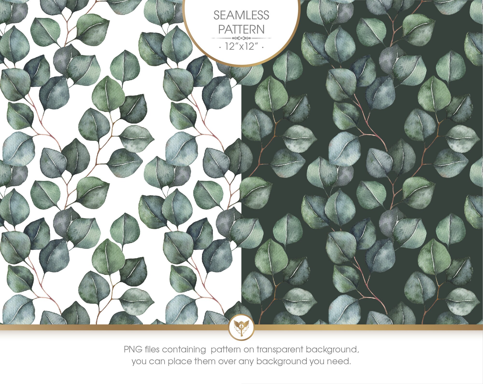 Sage Green Floral Digital Paper. Eucalyptus Seamless Pattern. - Etsy