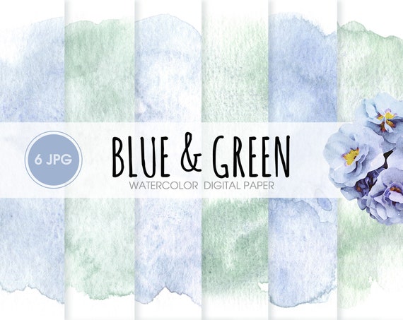 Sage Green and Dusty Blue Watercolor Digital Paper Abstract | Etsy