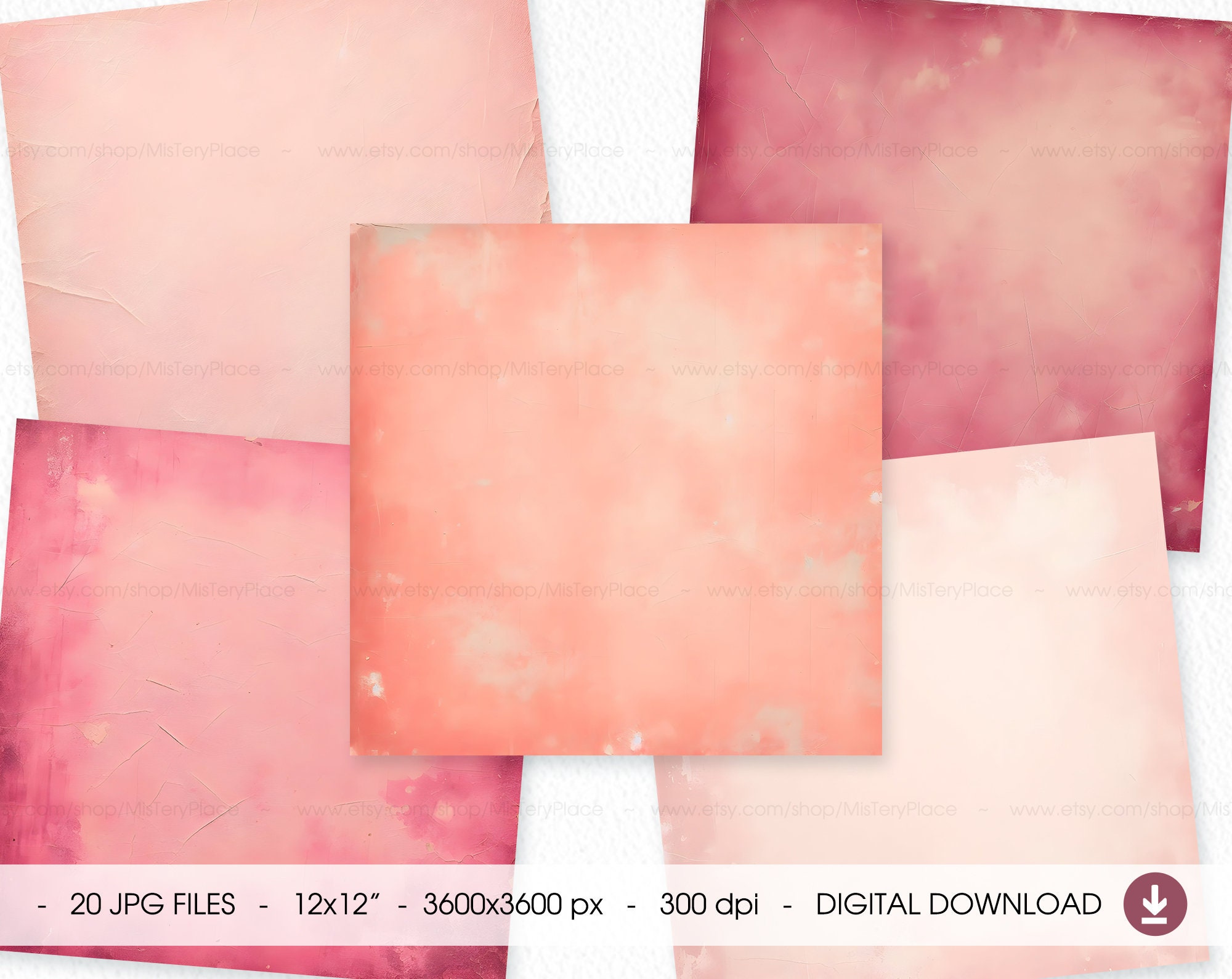 Vintage Pink Digital Paper, Abstract Blush Grunge Texture Wedding ...