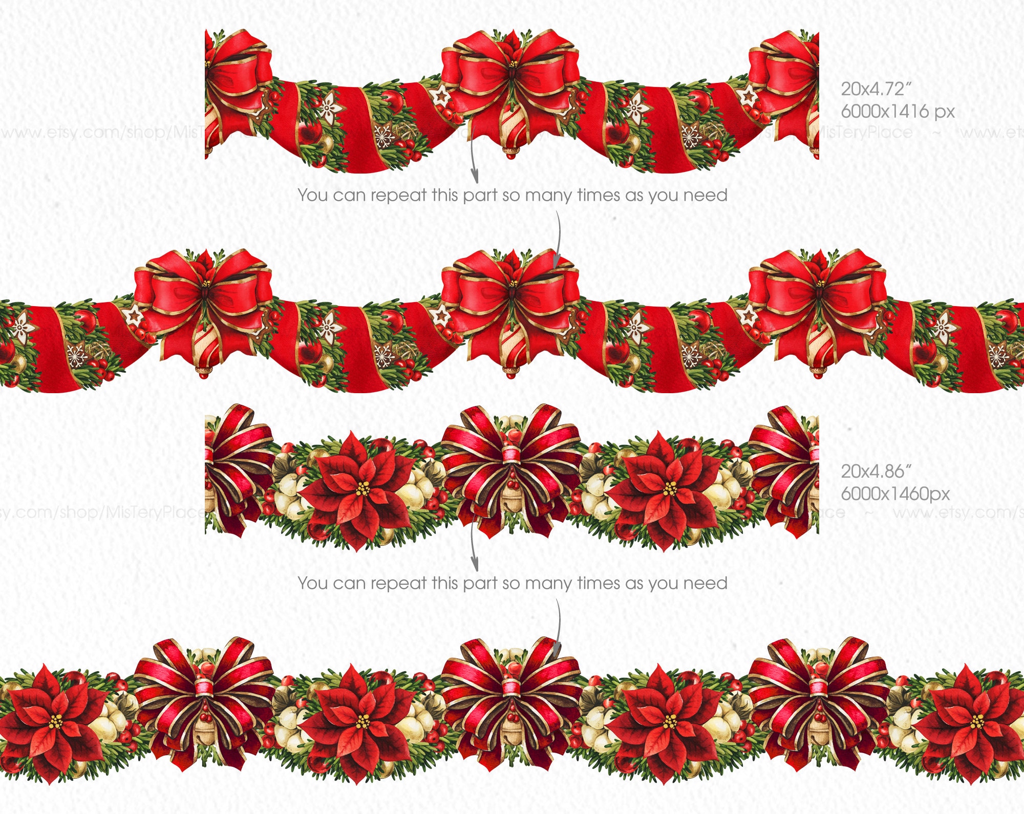 Christmas Garland PNG Clipart. Christmas Decor Border - Etsy