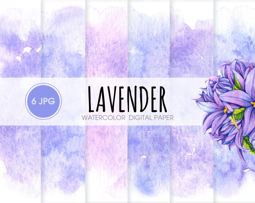 Lavender Watercolor Digital Paper, Abstract Watercolor Splash ...