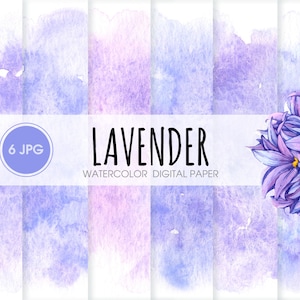 Lavender Watercolor Digital Paper, Abstract Watercolor Splash ...