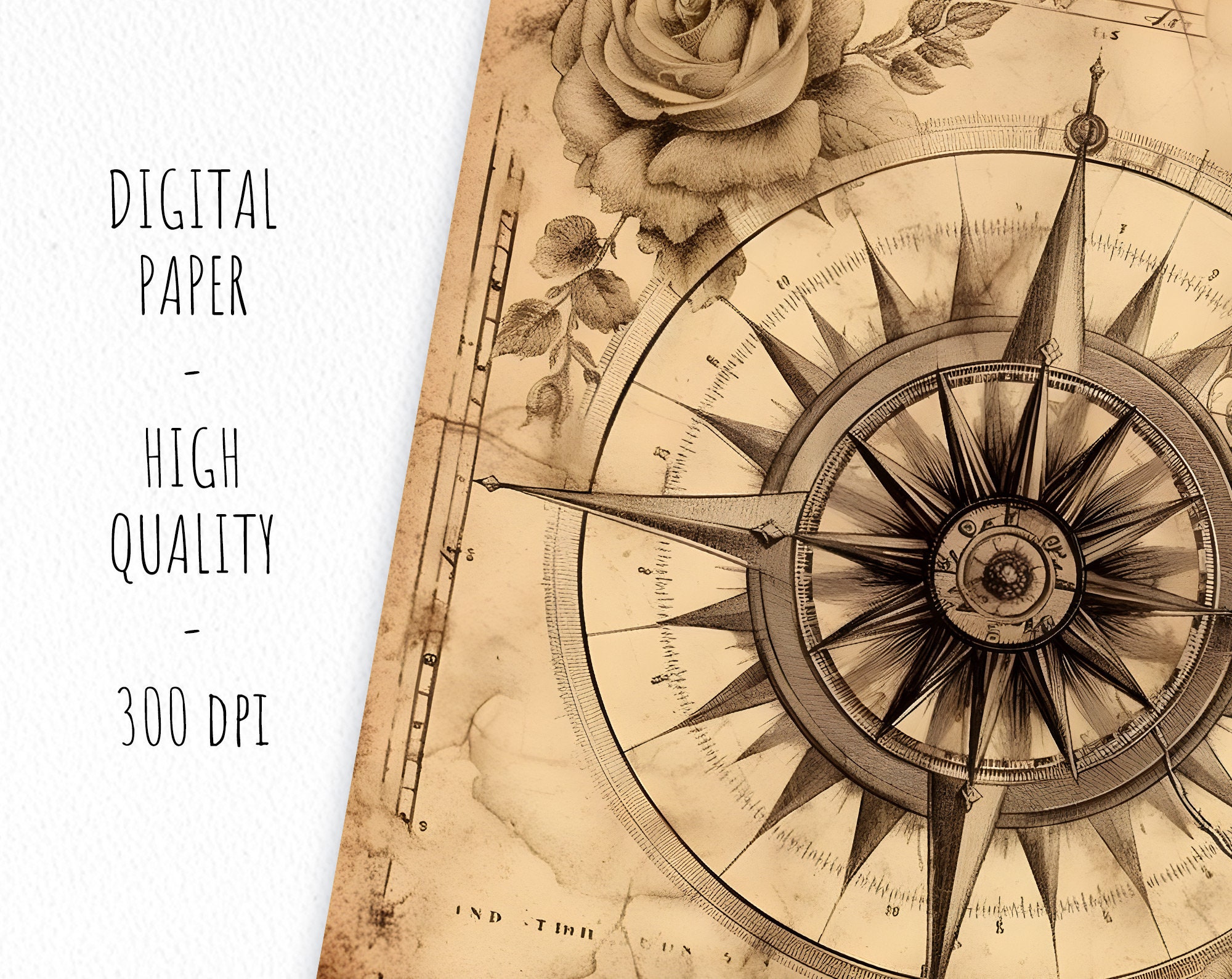 Vintage Map Digital Paper, Retro Adventure Scrapbook Paper, Grunge Word ...