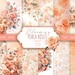 Peach Floral Digital Paper, Abstract Pastel Orange Watercolor Flowers ...