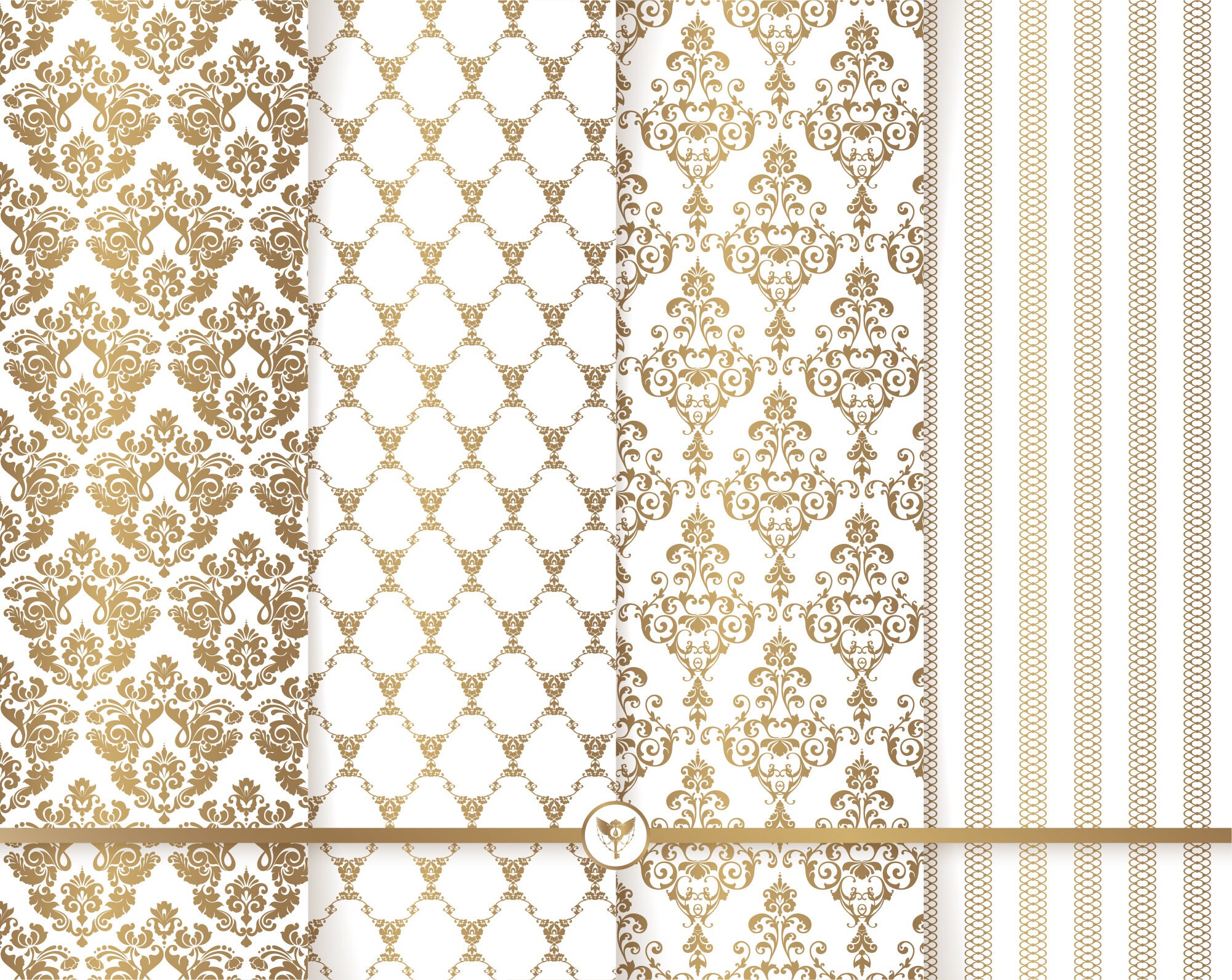 Gold Damask Digital Paper Pack. Victorian Pattern Seamless - Etsy