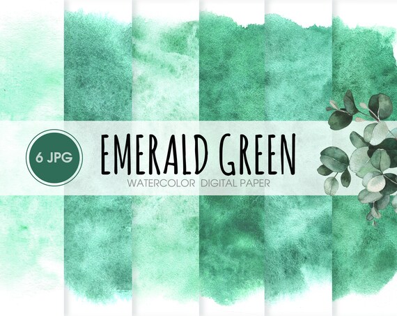Emerald Green Digital Paper Abstract Watercolor Background | Etsy