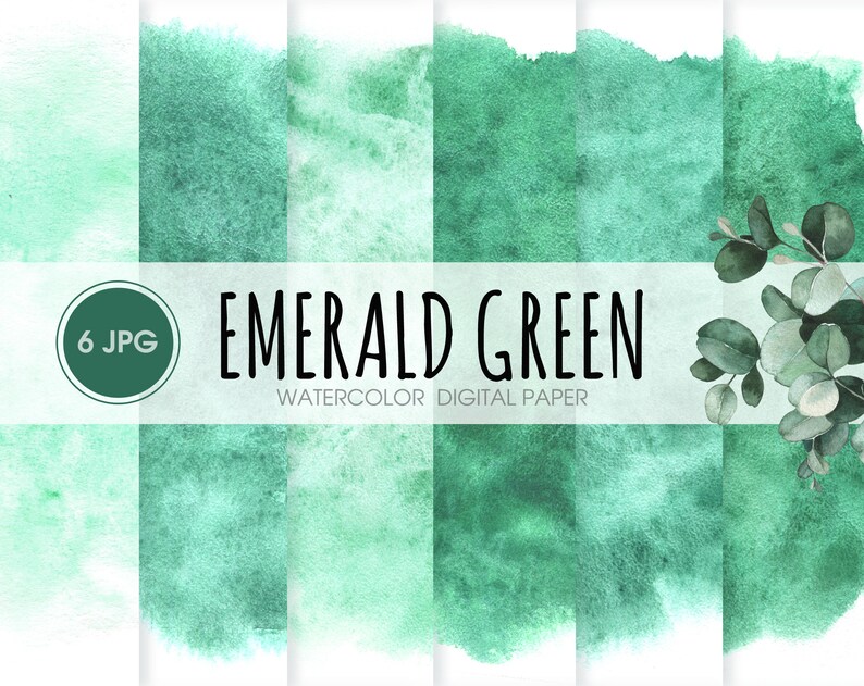 Emerald Green Digital Paper Abstract Watercolor Background - Etsy