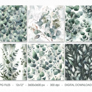 Eucalyptus Seamless Pattern. Printable Sage Green Greenery Digital ...