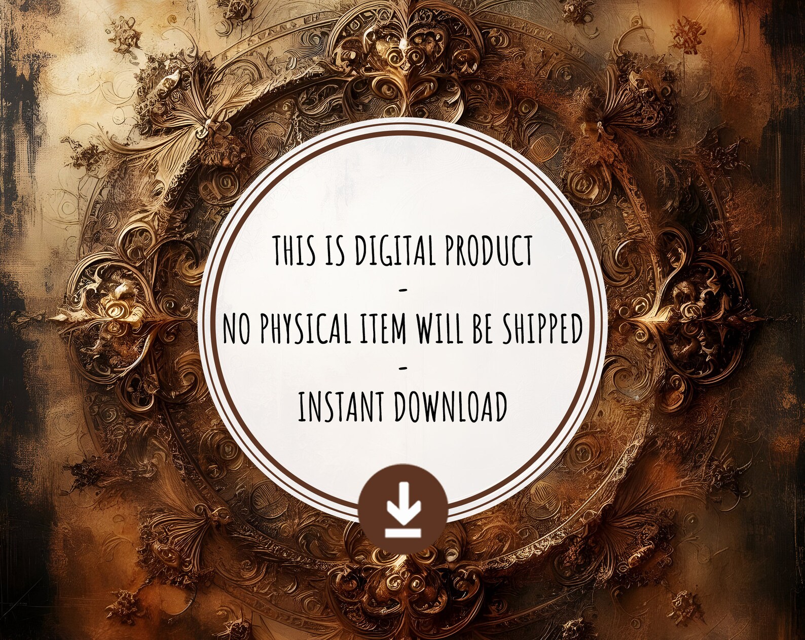 Antique Gold Victorian Digital Paper, Vintage Damask Shabby Chic ...