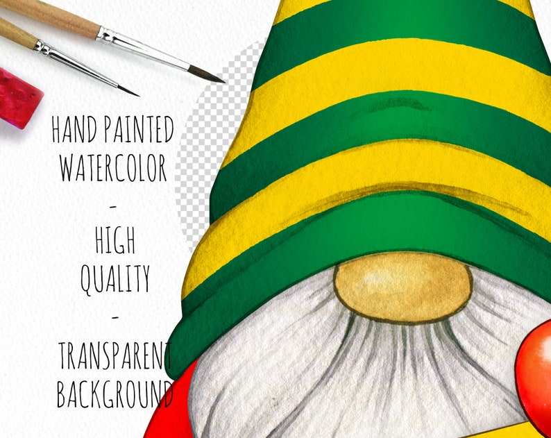 Back to School Gnome Watercolor Clipart (PNG) - Etsy