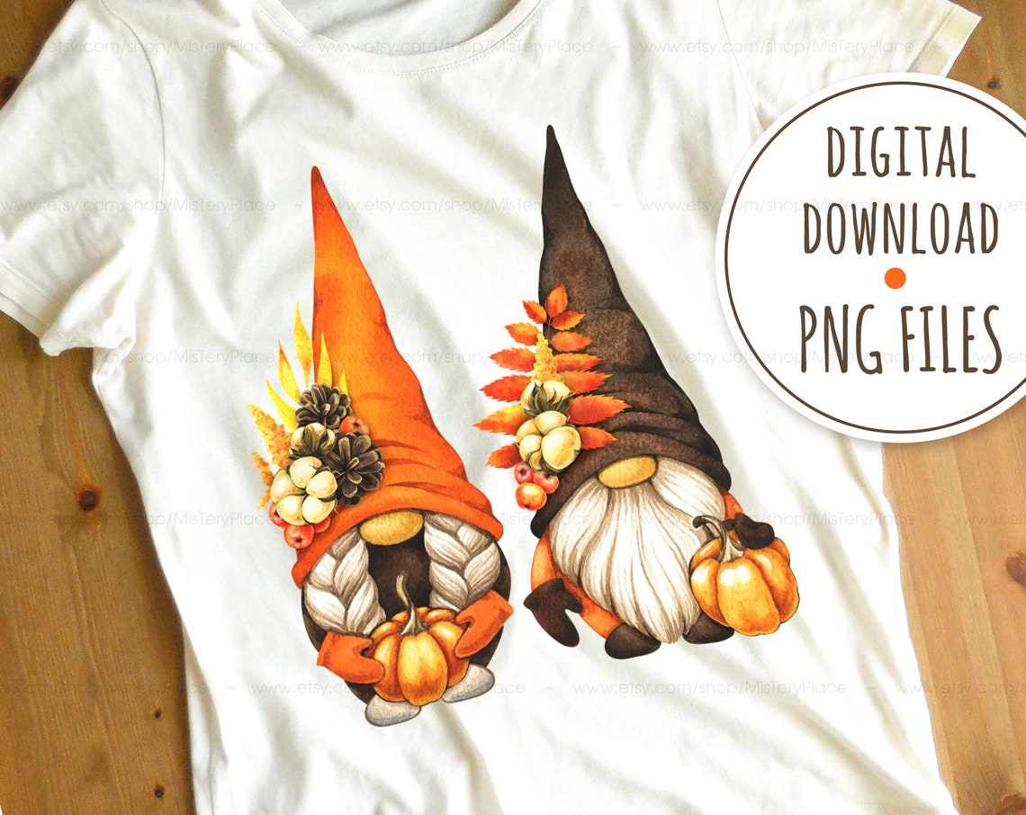 Thanksgiving Gnomes PNG Clipart. Watercolor Fall Gnome Cute - Etsy
