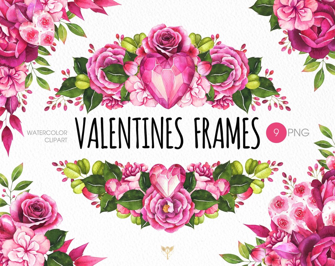 Love Frames Valentines Day PNG Clipart. Valentines Flower Border ...