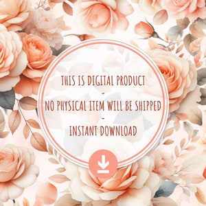 Peach Floral Digital Paper, Abstract Pastel Orange Watercolor Flowers ...