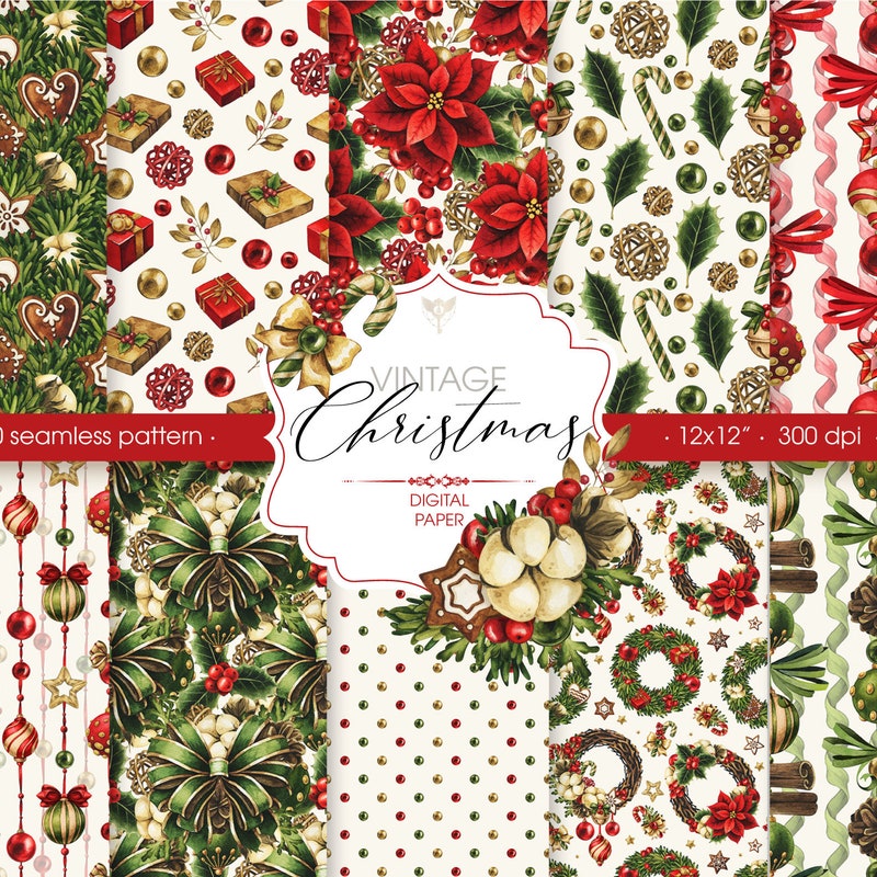 Christmas Digital Paper - Etsy