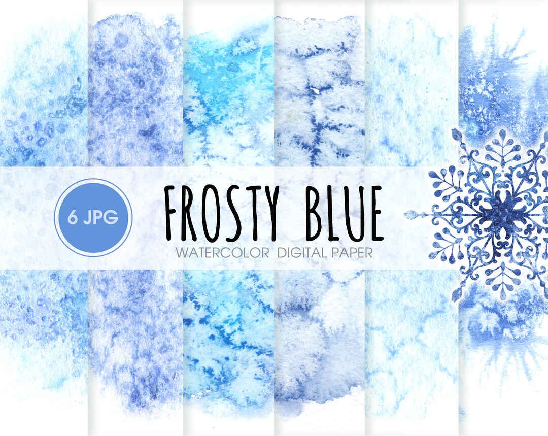 Frosty Winter Digital Paper, Abstract Watercolor Patterns, Scrapbook ...