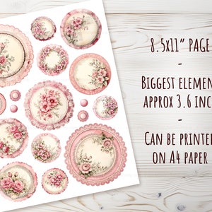 Pink Shabby Chic Round Tags, Vintage Printable DIY Blush Circle Labels ...