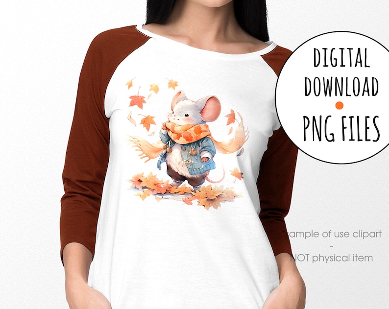 Cute Fall Mouse PNG Clipart. Autumn Sublimation Designs, Digital ...