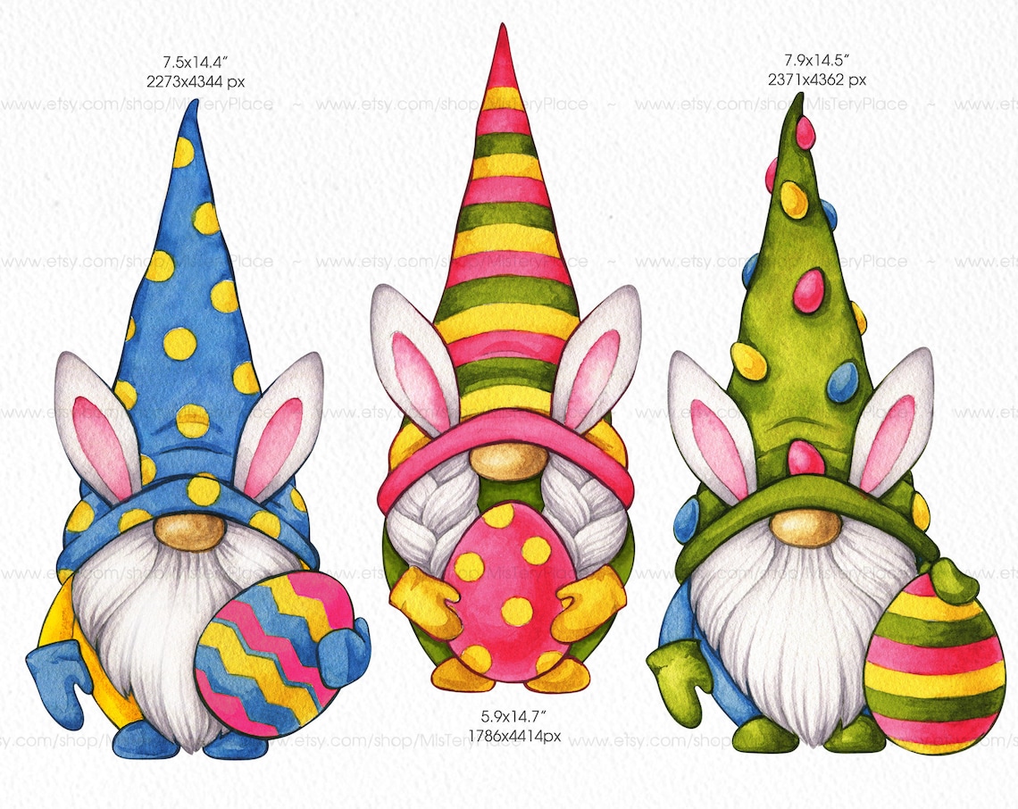 Easter Gnomes PNG Clipart. Easter Gnome Cute Watercolor - Etsy