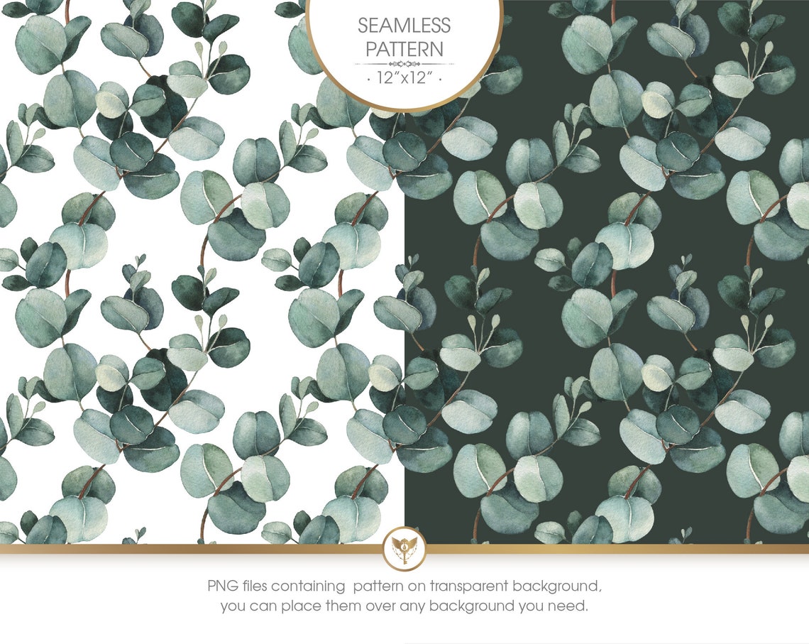 Sage Green Floral Digital Paper. Eucalyptus Seamless Pattern. | Etsy