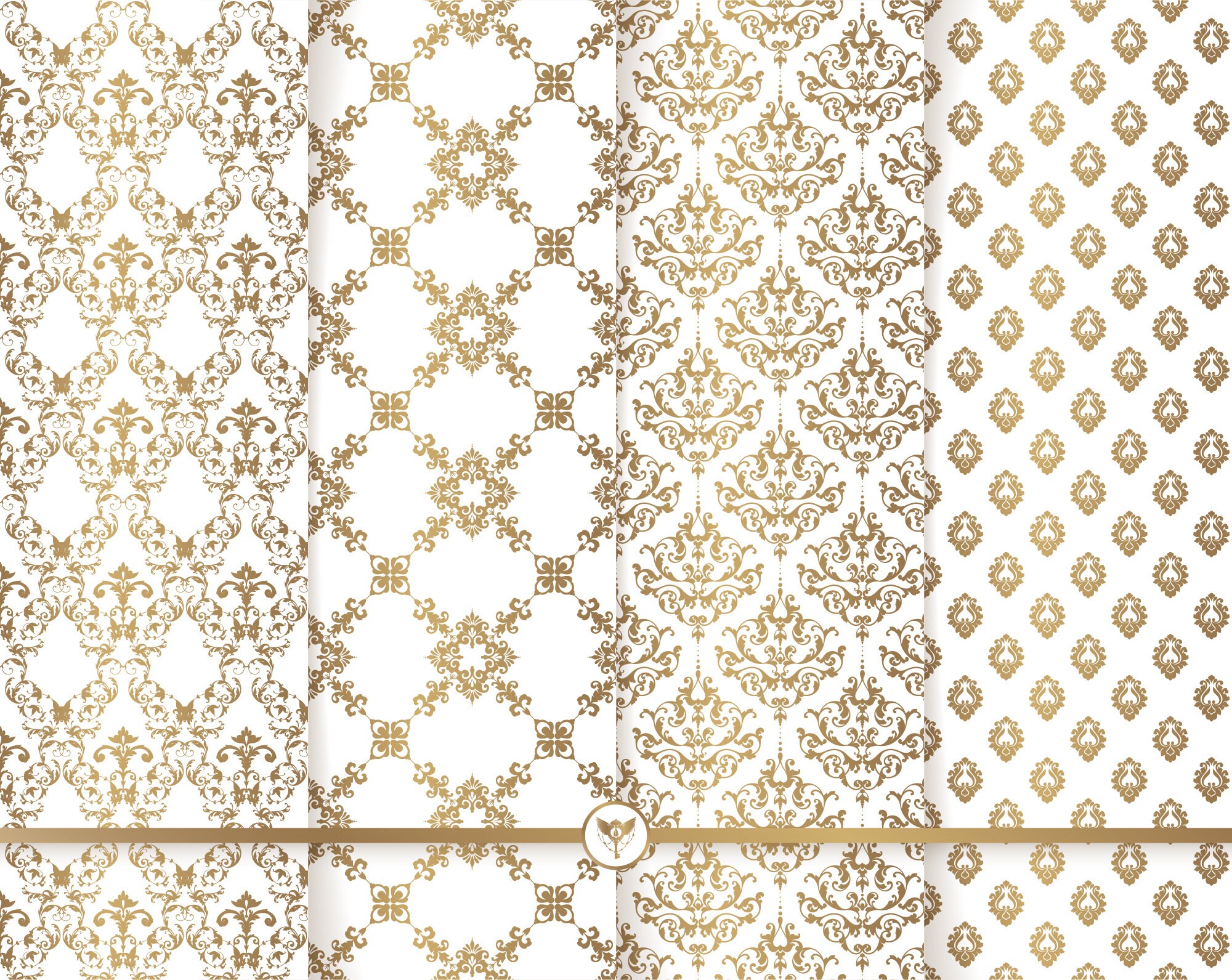 Gold Damask Digital Paper Pack. Victorian Pattern Seamless - Etsy