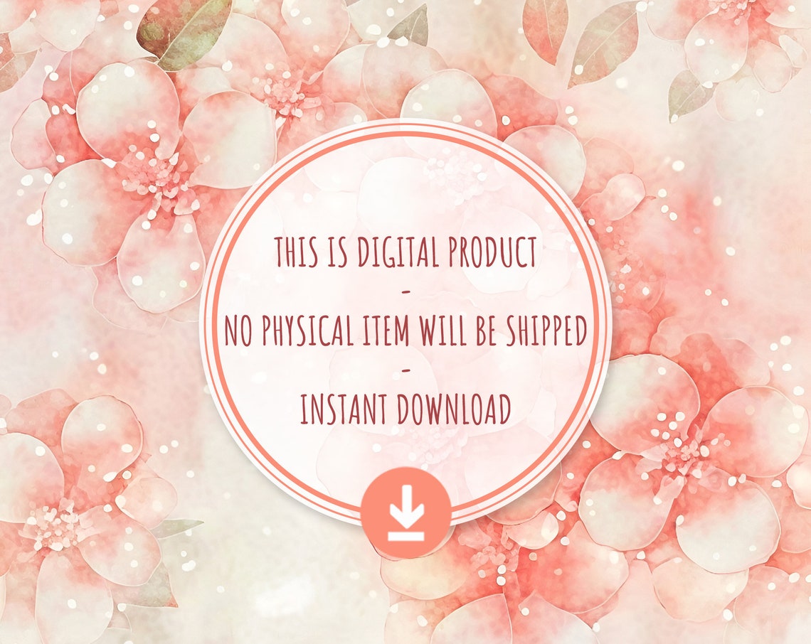 Coral Pink Floral Watercolor Digital Paper, Abstract Pastel Pink ...