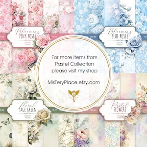 Sage Green Floral Watercolor Digital Paper, Abstract Pastel Wedding ...