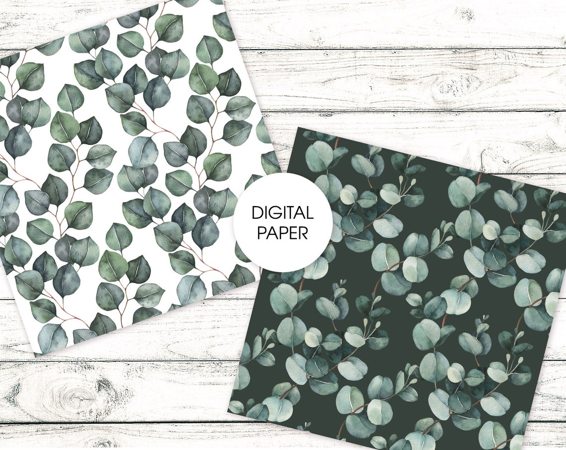Sage Green Floral Digital Paper. Eucalyptus Seamless Pattern. | Etsy