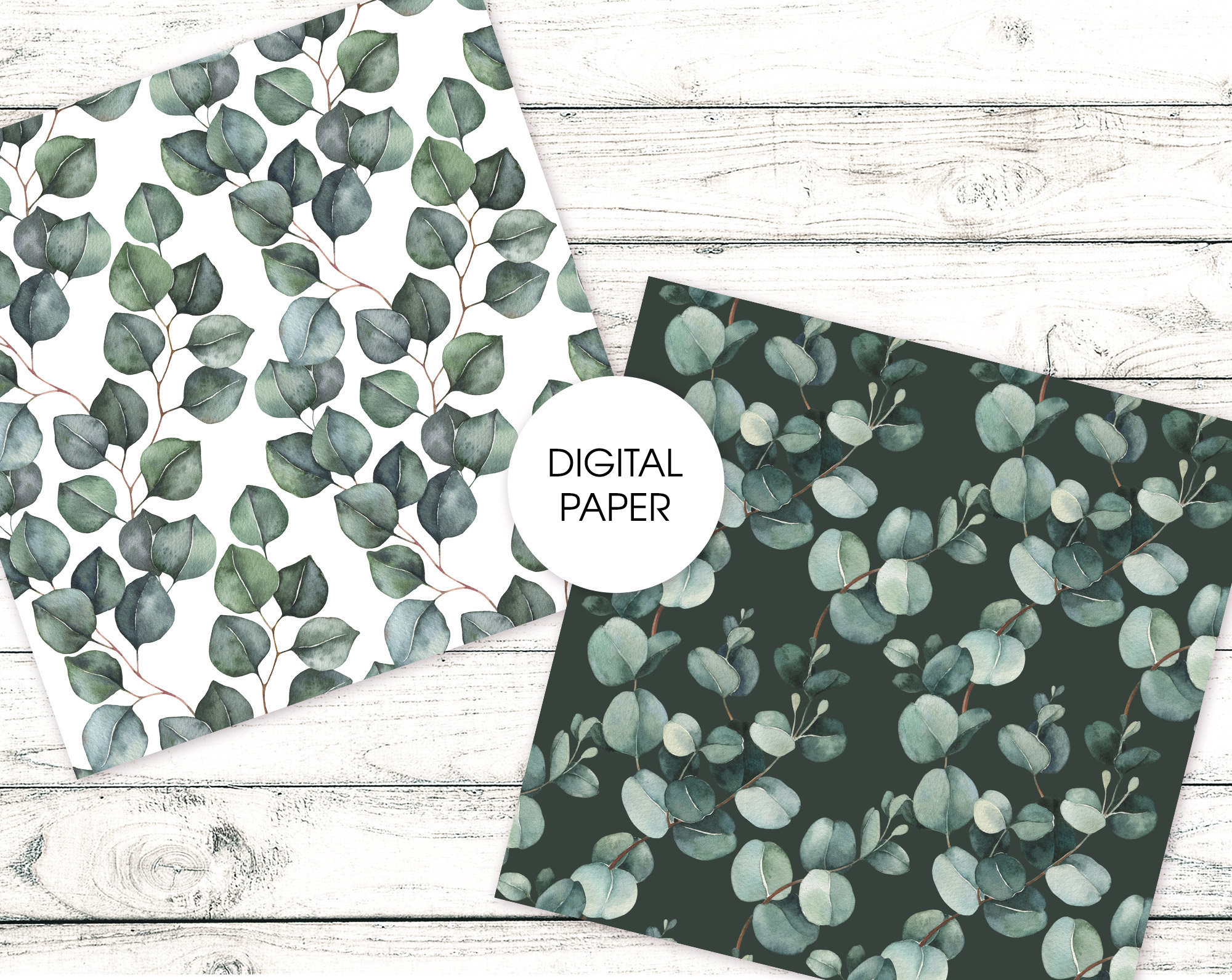 Sage Green Floral Digital Paper. Eucalyptus Seamless Pattern. - Etsy
