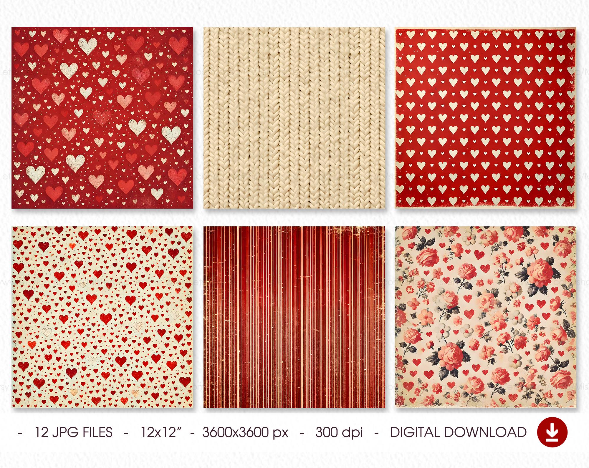 Vintage Valentines Digital Paper: Grunge Scrapbook Backgrounds (digital ...