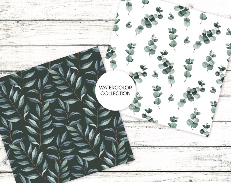 Sage Green Floral Digital Paper. Eucalyptus Seamless Pattern. - Etsy