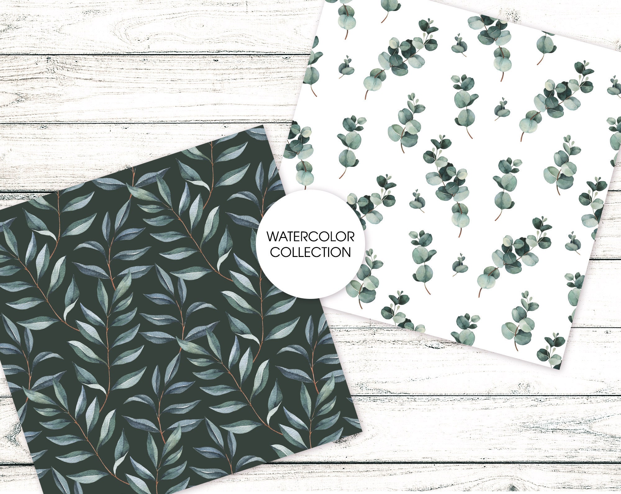 Sage Green Floral Digital Paper. Eucalyptus Seamless Pattern. - Etsy