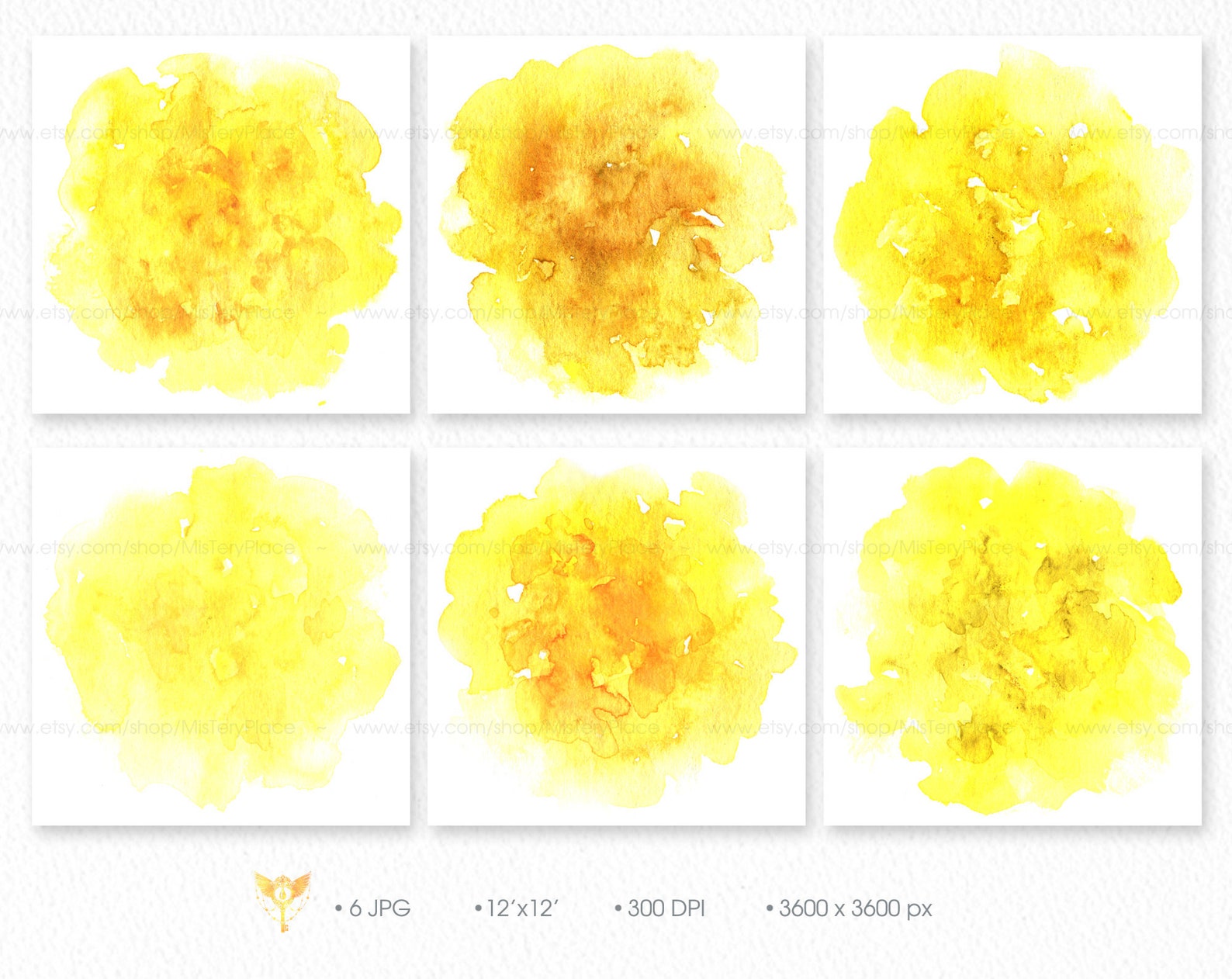 Yellow Watercolor Digital Paper Abstract Watercolor Splash | Etsy