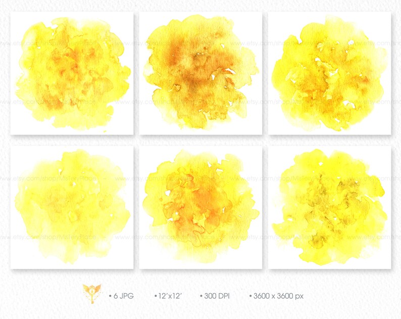 Yellow Watercolor Digital Paper Abstract Watercolor Splash | Etsy
