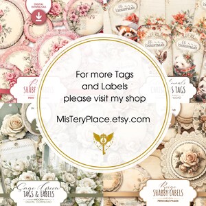 Pink Shabby Chic Round Tags, Vintage Printable DIY Blush Circle Labels ...