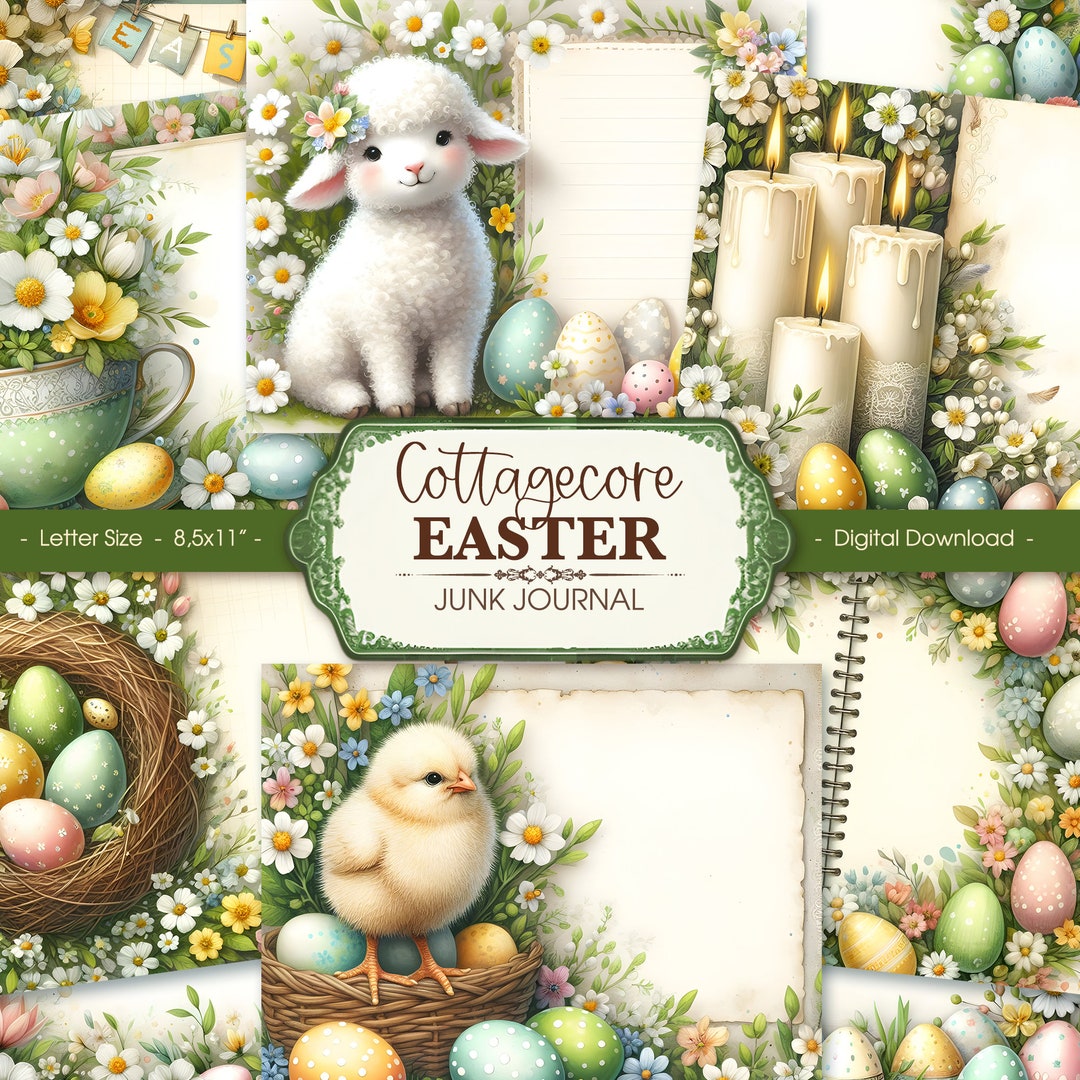 Cottagecore Easter Junk Journal Kit, Easter Printable Pages, Digital ...