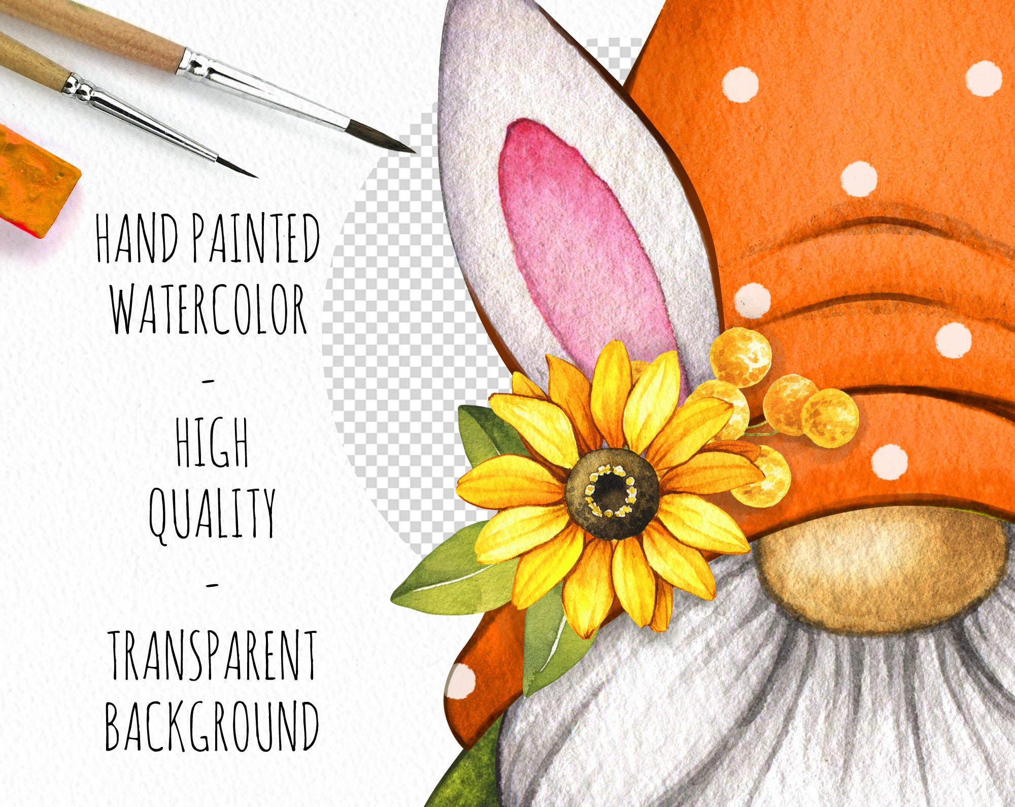 Easter Bunny Gnomes PNG Clipart. Cute Easter Watercolor Clipart. - Etsy