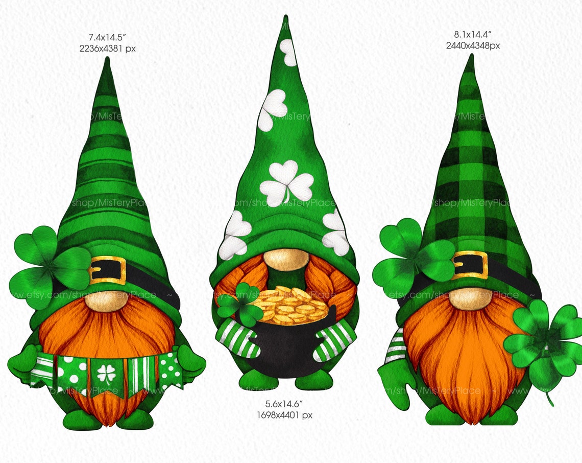 St Patricks Gnome PNG Clipart. St Patricks Day Png Watercolor | Etsy