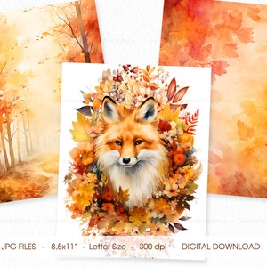 Fall Forest Digital Paper, Autumn Watercolor Scrapbook Paper, Fall ...