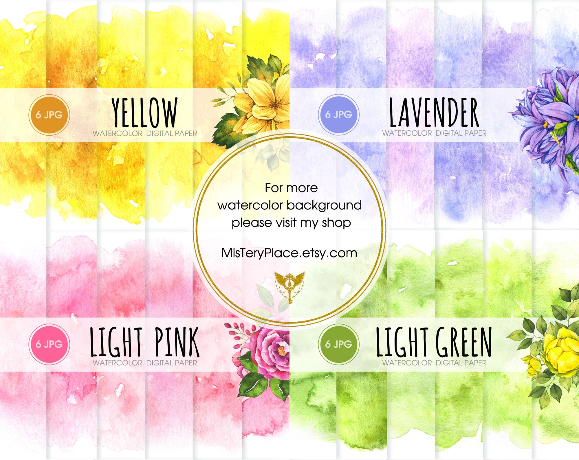 Blush and Sage Green Watercolor Digital Paper Abstract | Etsy