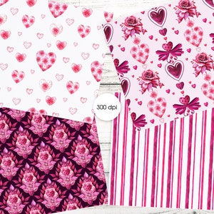 Love Digital Paper Pack. Valentines Digital Paper With Seamless Pattern ...
