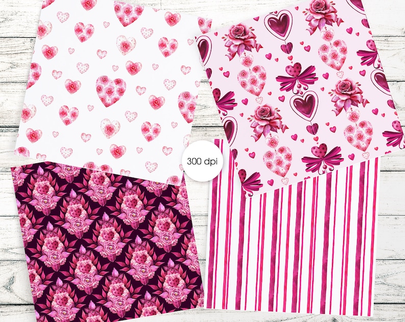 Love Digital Paper Pack. Valentines Digital Paper With | Etsy