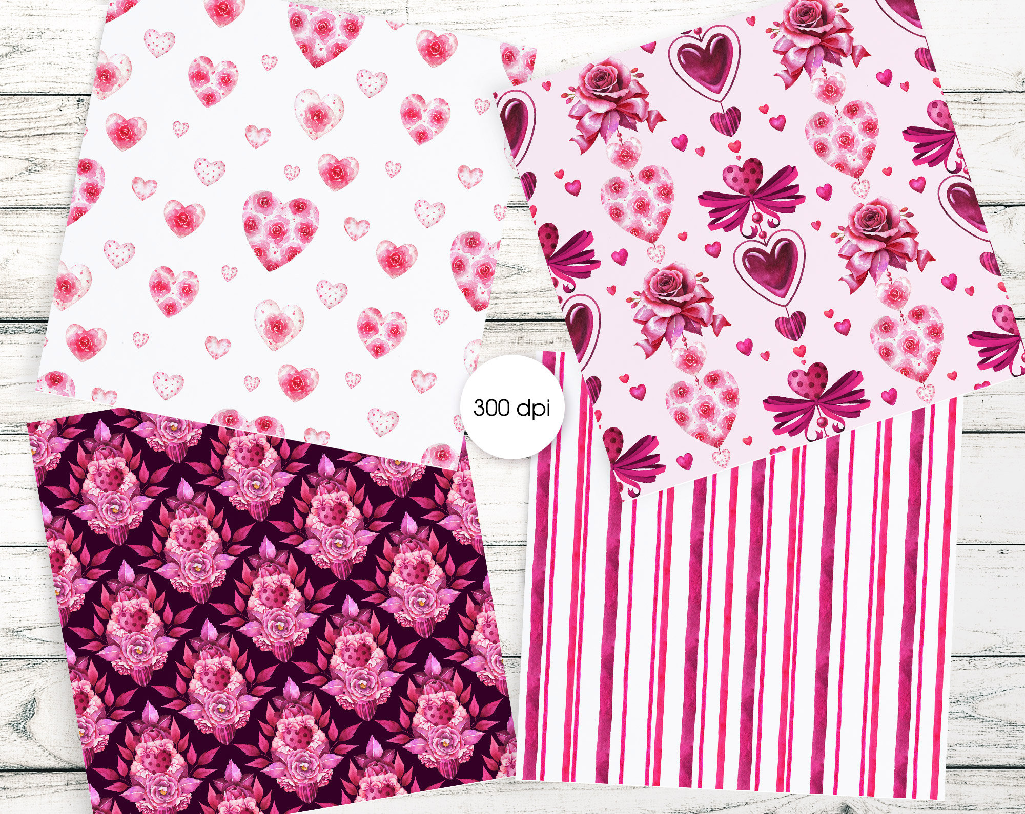 Love Digital Paper Pack. Valentines Digital Paper With | Etsy