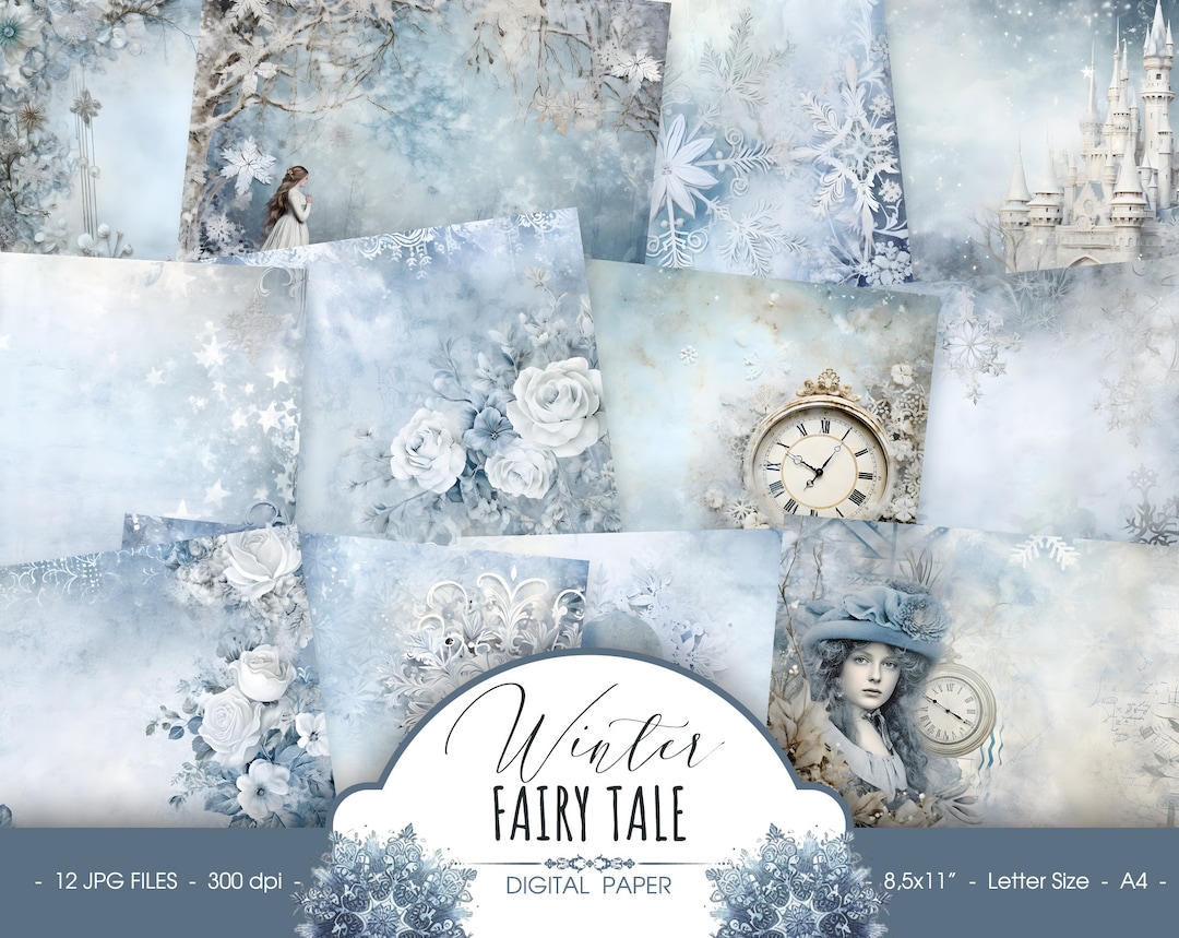 Winter Fairy Tale Digital Paper, Rustic Magic Scrapbook Paper and ...