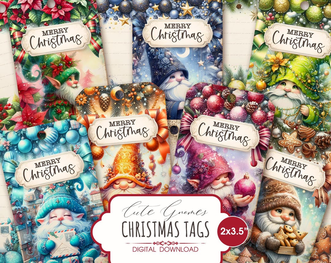 Christmas Gnomes Gift Tags: Printable DIY Decor (digital Download) - Etsy