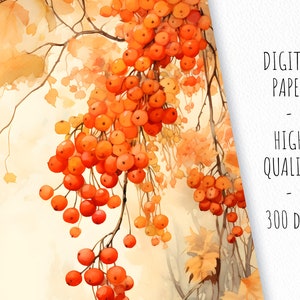 Fall Forest Digital Paper, Autumn Watercolor Scrapbook Paper, Fall ...