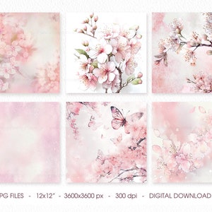 Blush Floral Watercolor Digital Paper, Abstract Pink Spring Watercolor ...
