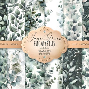 Eucalyptus Seamless Pattern. Printable Sage Green Greenery Digital ...